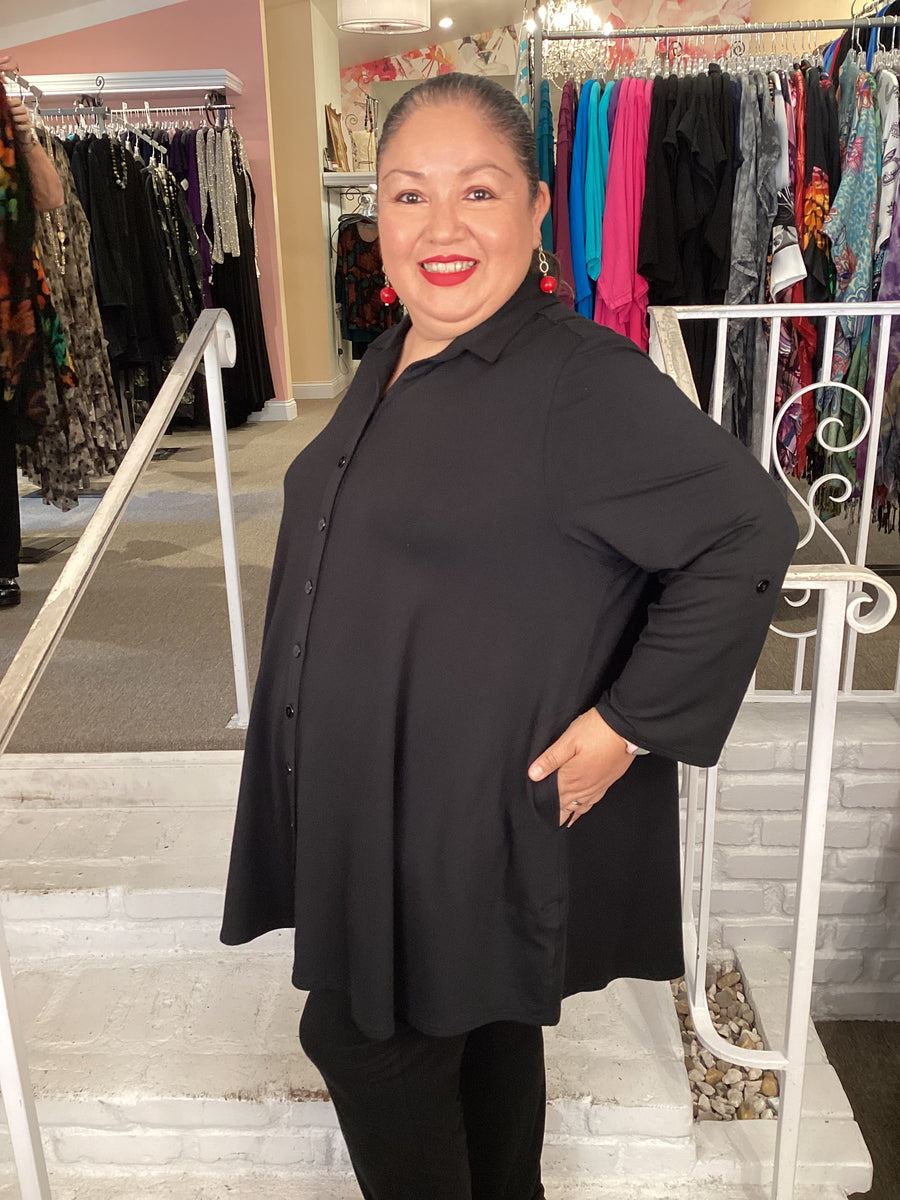 MICHELE FRENCH TERRY - BLACK – Abundance Plus Size Boutique