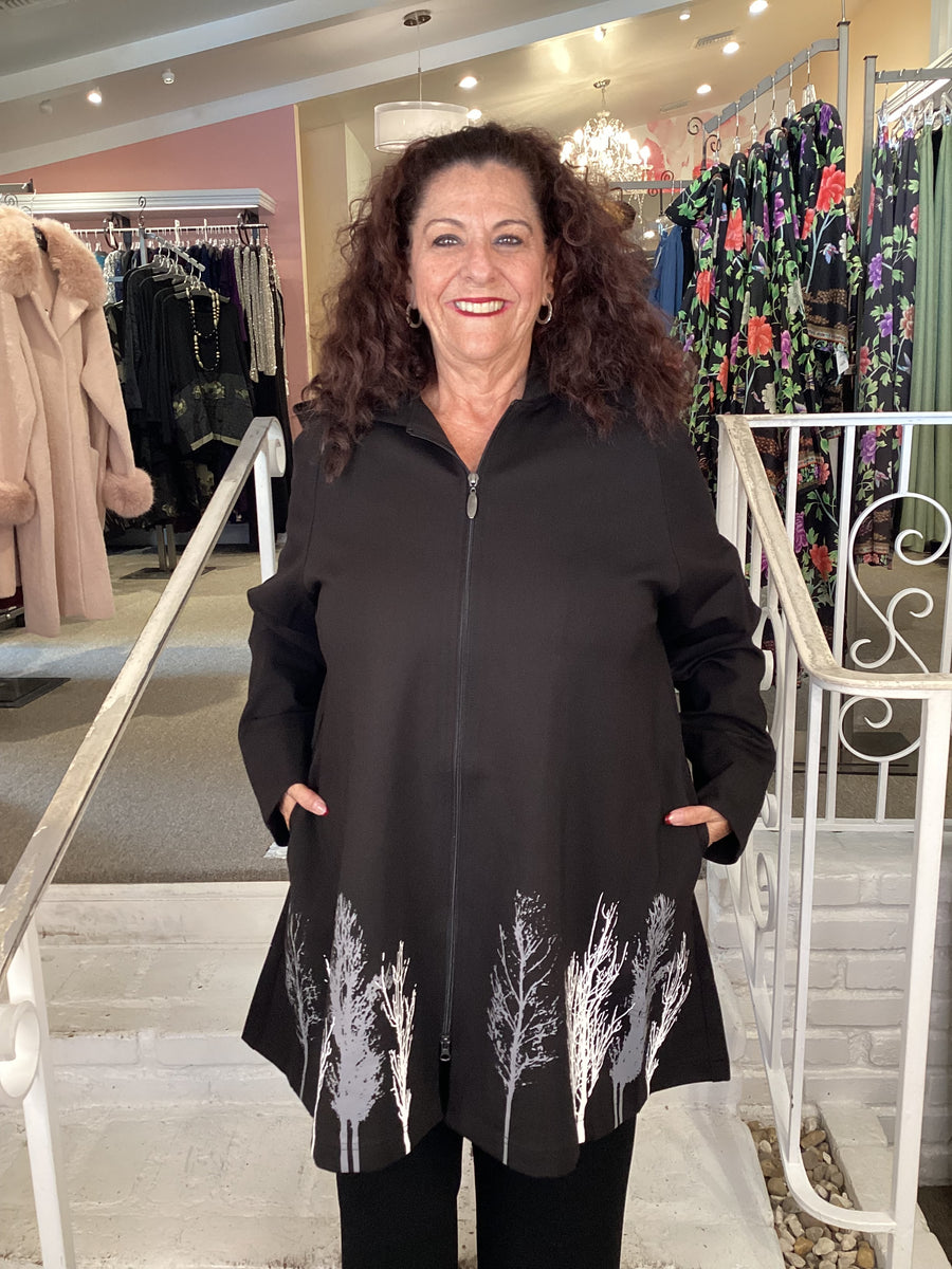 EDITH COAT - TREES – Abundance Plus Size Boutique