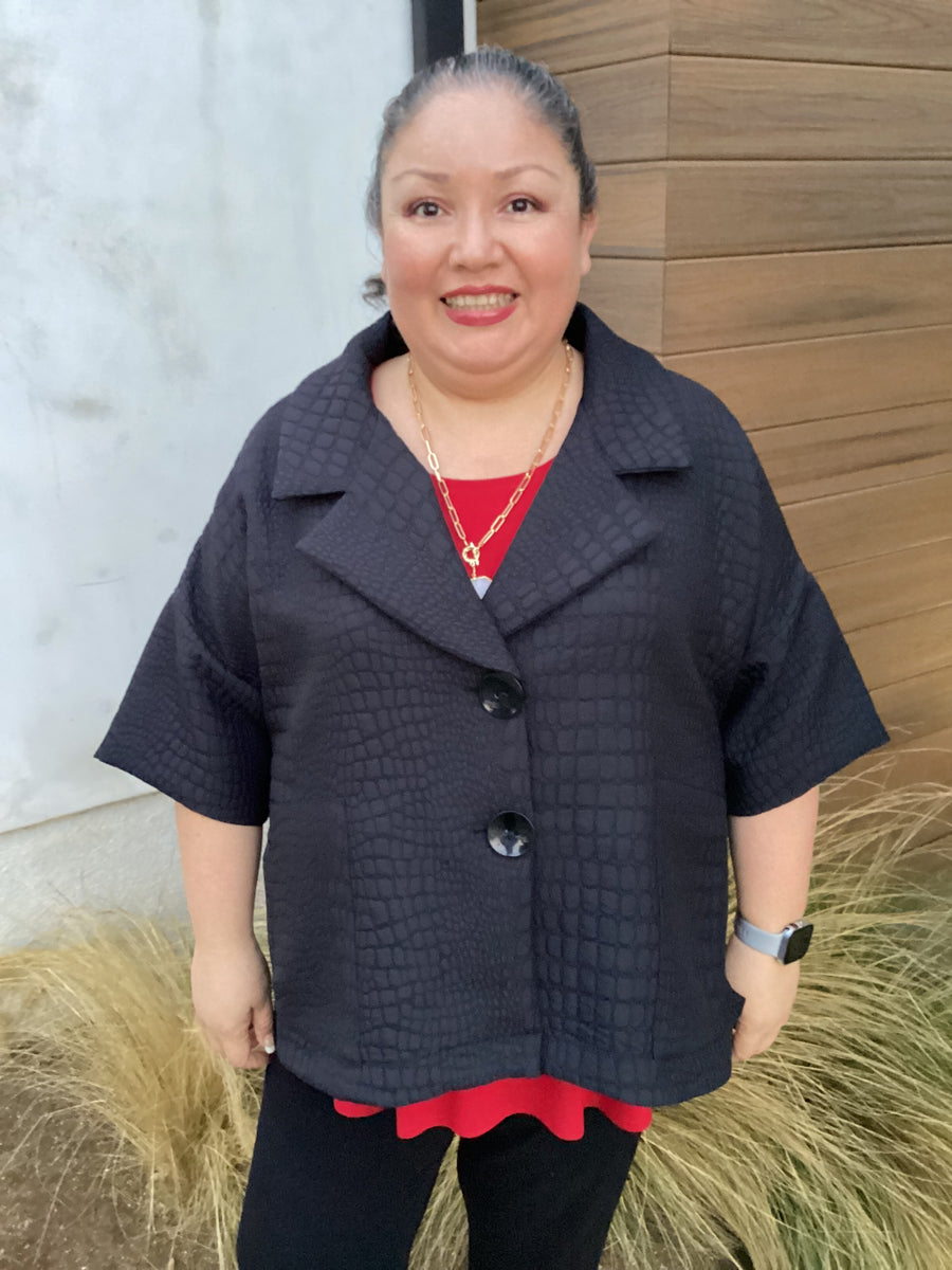 ZETA TEXTURED JACKET - BLACK – Abundance Plus Size Boutique